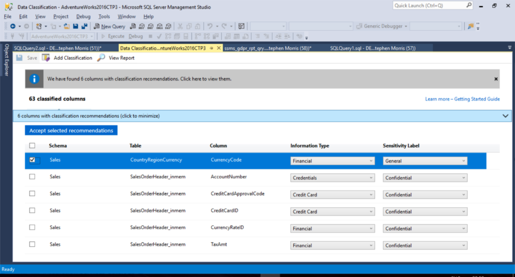 Exploring the SQL Server Management Studio Data Classification Feature ...